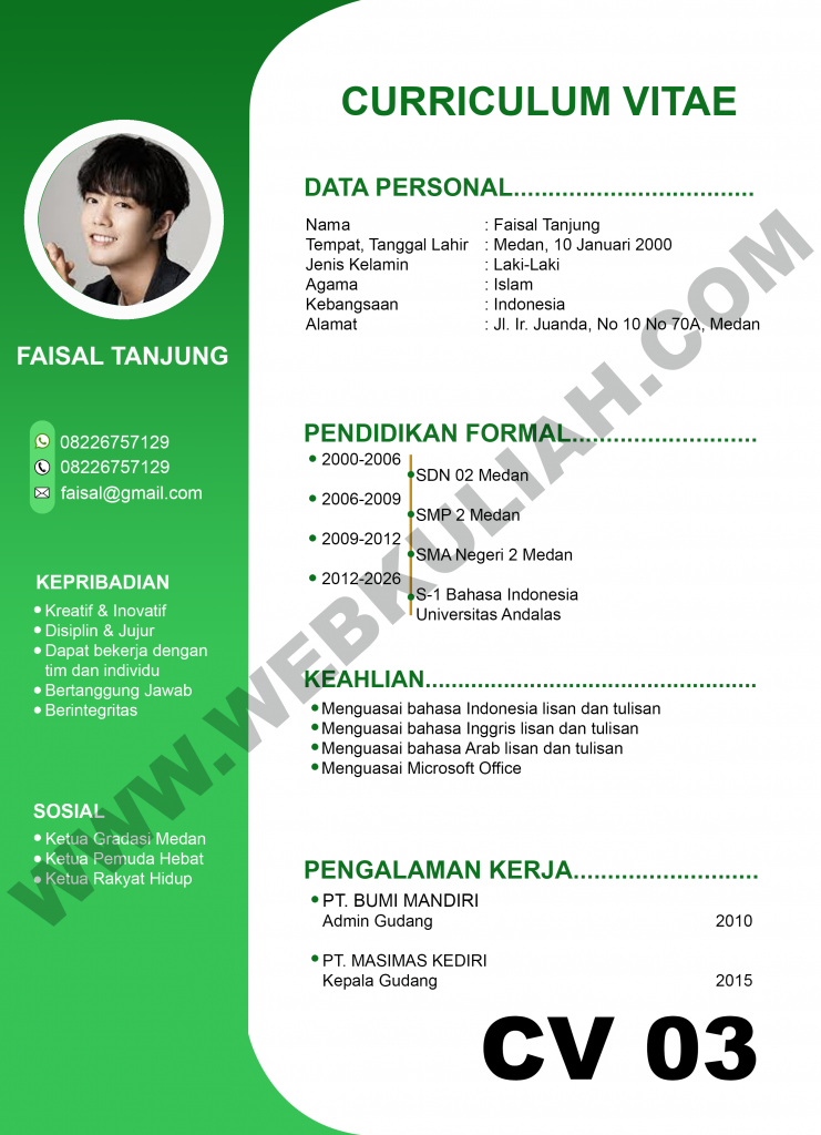 Contoh CV dan Lamaran Kerja Yang Keren dan Profesional